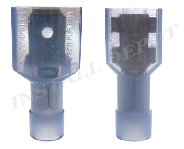 (100) Blue 16-14 Gauge Male & Female Quick Disconnects Spade Wire ...